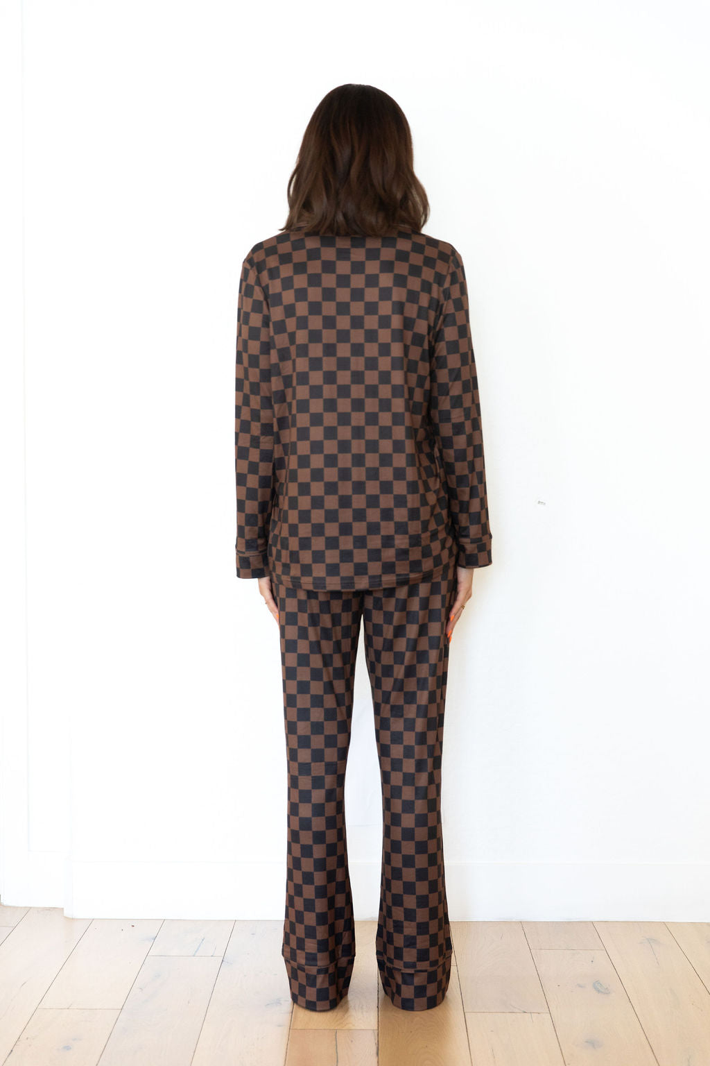BLACK + BROWN CHECKER | WOMEN'S BUTTON UP LONG SLEEVE SET – COZYS