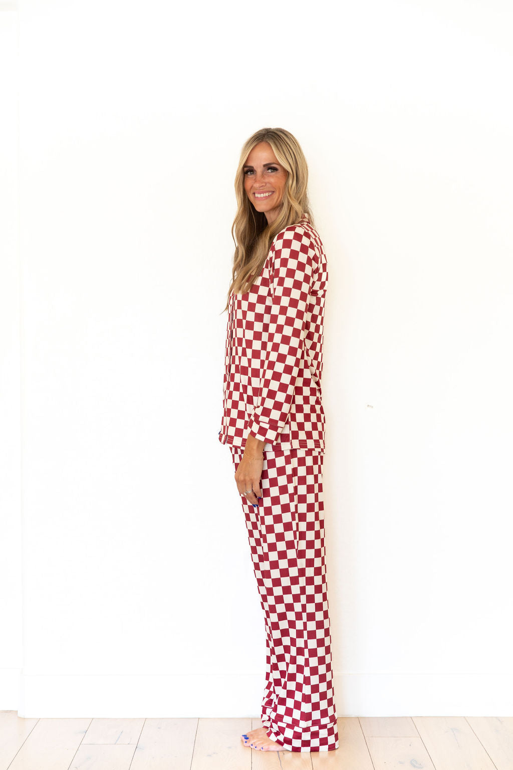 CRANBERRY CHECKER | WOMEN'S BUTTON UP LONG SLEEVE SET – COZYS