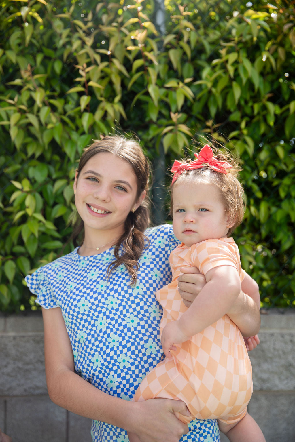 ORANGE + PEACH CHECKER | SHORT ZIPPER ONE PIECE – COZYS